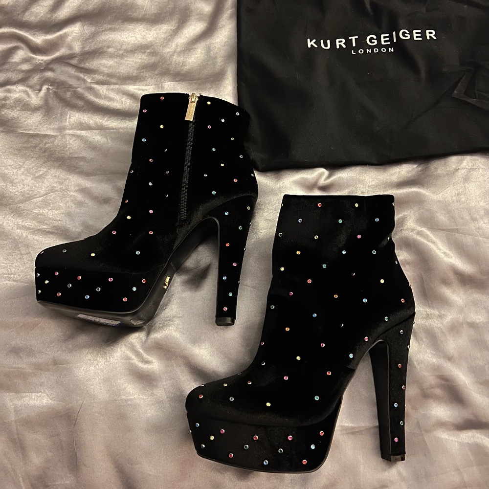 Kurt Geiger London Spear Stud Black Platform Booties … - Gem
